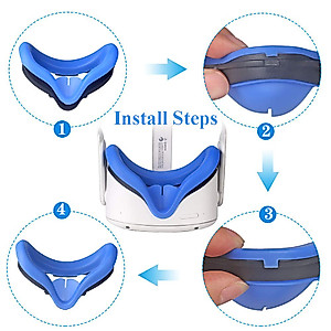 Silicon Face Cover & Lens Protective Set for Oculus Quest 2 VR Headset (Black)