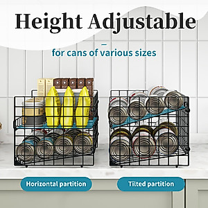 JKsmart Stackable Can Rack Organizer for Pantry 9" H, Adjustable Can Storage Holder for Various Ounces of Canned food Soda Drinks, Can Dispenser for Kitchen Cupboard Cabinet, 2 Tier, 2 Pack