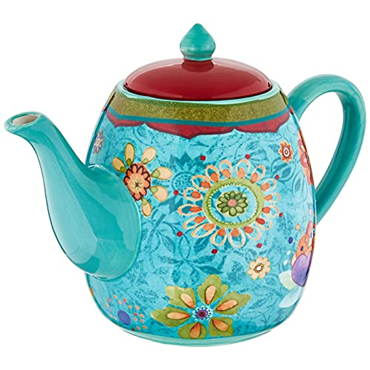 Certified International Tea Pot Ceramic Blue, Tunisian Sunset Collection, 40 Ounces