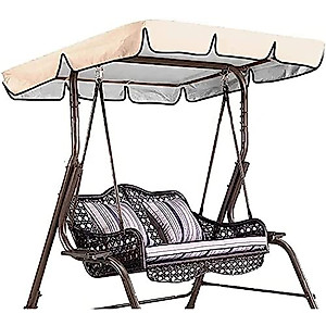 GBEN Swing Top Cover Canopy Replacement Porch Patio Outdoor Replaceable Swing Canopy Cloth Waterproof Swing Ceiling Replacement Cover for Outdoor 22.6.21 (Color : Beige, Size : 164x114x15cm/65x45x6)