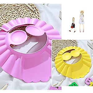 Kangwell Shower Cap Bathing Cap | with Earshield Soft Adjustable Visor Hat Safe Shampoo Shower Bathing Protection Bath Cap for Elderly, Pregnant and the Disable Patient (PINK)