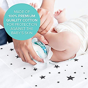 Kushies Deluxe Change Pad Flannel, Scribble Stars Black & White