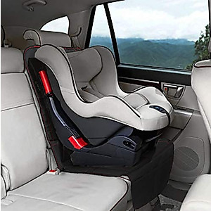 Lukling Car Seat Protector with Thickest and Largest Pad for Leather Seats in Luxury Cars ­- 2 Mesh Organizer Pockets -­ Works Great with Children and Pets, (Black with Black Stitching)