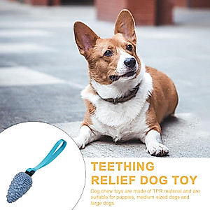 Honrane Teething Relief Dog Toy Pine Cone Shape Dog Squeaky Chew Toy Training Cleaning Interactive Tough Dog Toy for Medium Dogs Blue