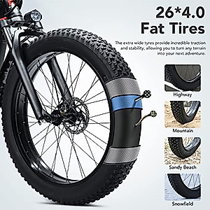 E·Bycco Electric Bike for Adults 750W, Electric Bicycle 48V 16Ah Removable Battery 26" Fat Tire Ebike,30MPH Full-Suspension,3.5'' LCD Display,Shimano 7-Speed,Snow Beach Electric Mountain Bike