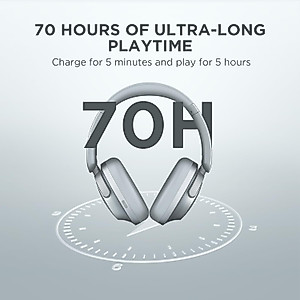 1MORE SonoFlow Active Noise Cancelling Headphones, Bluetooth Headphones with LDAC for Hi-Res Wireless Audio, 70H Playtime, Clear Calls, Preset EQ Via App, Silver