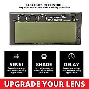 Save Phace Auto Darkening Welding Helmet Spiderman Gen Y - Ear to Ear vision Welder Hood with 2nd Largest Viewing Mask for SMAC/MIG/TIG/SPOT - 2 ARC Sensors Solar Powered and Grind Mode (3012336)