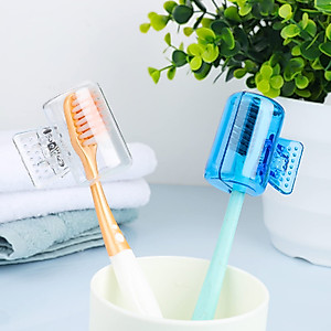 4 Pack Travel Toothbrush Head Covers Toothbrush Protector Cap Brush Pod Case Protective Portable Plastic Clip for Household Travel, Camping, Bathroom, School, Business