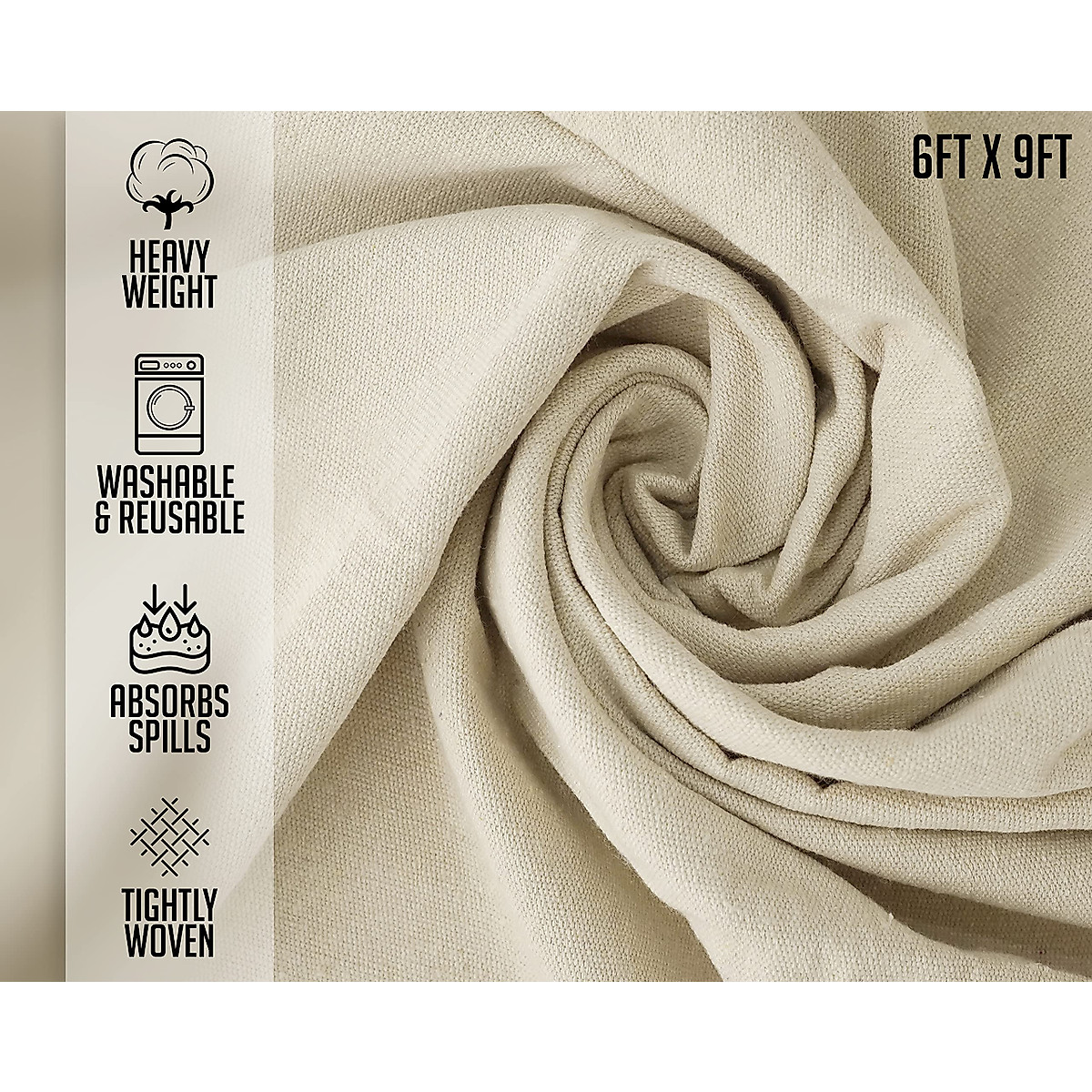 ZUPERIA Canvas Drop Cloth for Painting (Size 6x9 Feet Pack of 4) Pure Cotton Painters Drop Cloth for Painting, Furniture & Floor Protection - All Purpose Thick Canvas tarp with Double Stitched Edges