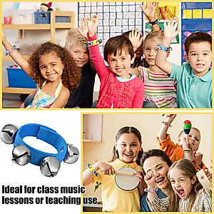 48 Pcs Wrist Band Jingle Bells 12 Musical Instruments Gift Hand Percussion Wrist Bells Wrist Shaking Music Bells for Kids Adjustable Musical Hand Bells Set for Adults Baby
