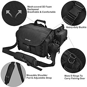 Goture Fishing Bag, Fishing Tackle Bag with Rod Holder, Water-Resistant Fishing Backpack Tackle Sling Bag, Fly Fishing Fanny Pack Storage, Fishing Tackle Box for Fishing Gear,Fishing Gifts for Men