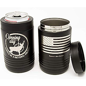 Thomas And Son - Cold Beverage Can Cooler - Engraved Open Season Hunting Can Holder - Double Wall Insulated Can Cozy Sleeve - Hunting Gifts For Men/Birthday Gifts For Men
