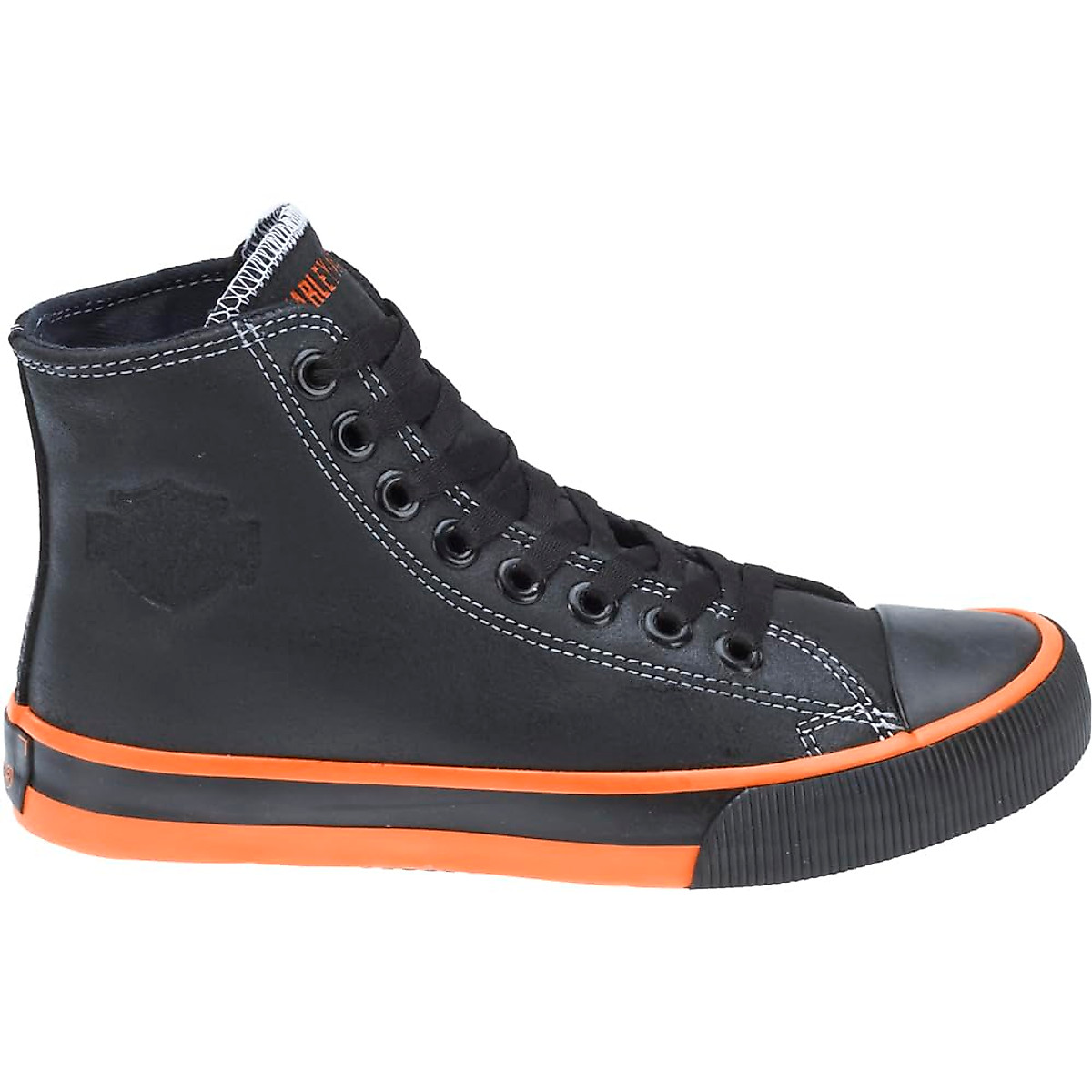Harley-Davidson Footwear Men's Nathan Sneaker, BLK/Orange Vulcanized HI-TOP, 10