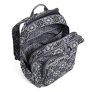 Vera Bradley Women's Cotton XL Campus Backpack, Charcoal Medallion, One Size