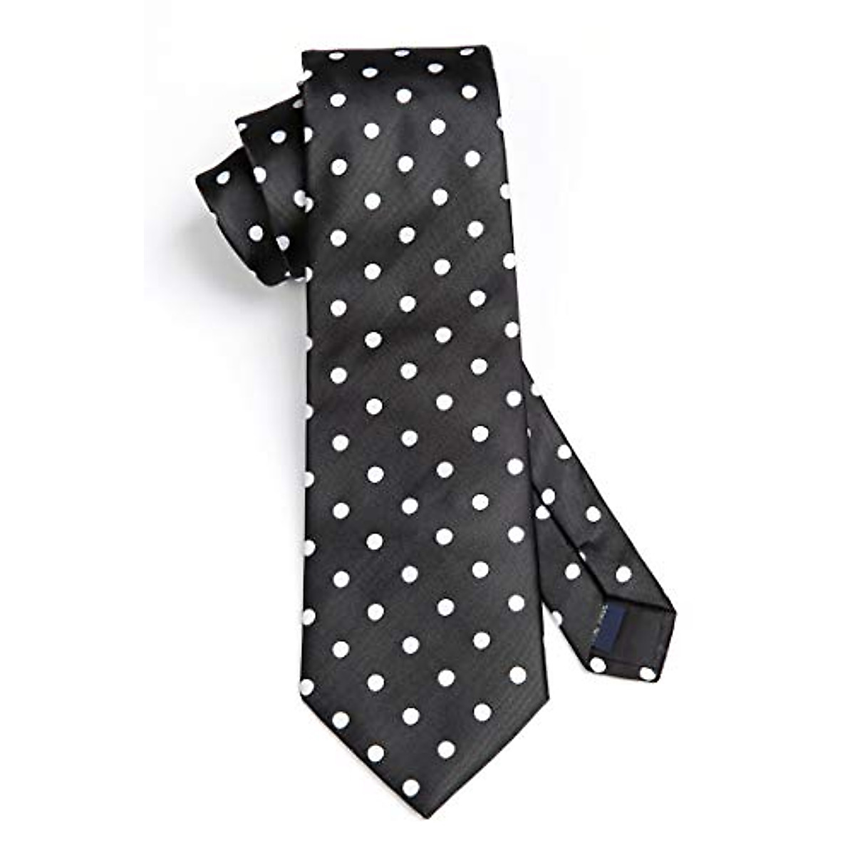 Polka Dot Ties for Men Black Tie and Pocket Square Set Classic Woven Formal Business Necktie Handkerchief for Wedding Party