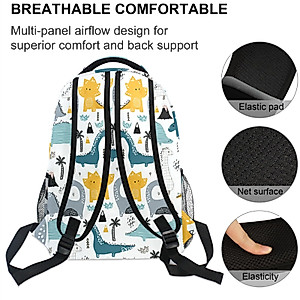 ZZKKO Cute Cartoon Dinosaurs School Backpacks Book Bag for Boys Girls Travel Hiking Camping Daypack Work Laptop Backpack