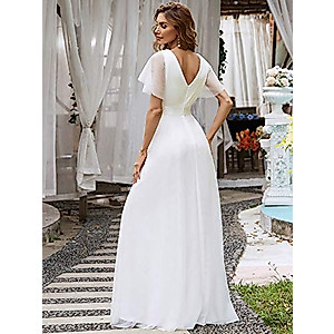 Ever-Pretty Women's A-Line V-Neck Empire Waist Backless Formal Dress Bridesmaid Dress Formal Dress White US14