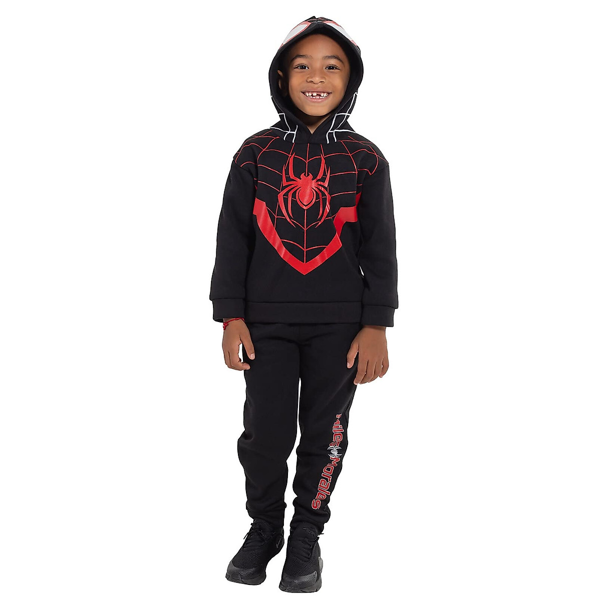Marvel Spider-Man Miles Morales Toddler Boys Fleece Cosplay Pullover Hoodie and Pants Outfit Set 5T