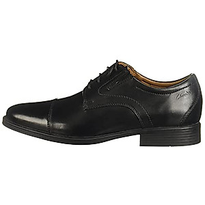 Clarks mens Whiddon Cap Oxford, Black Leather, 10.5 Wide US
