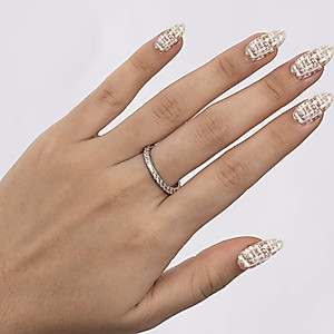 DIAMONBLISS Stackable Thin Eternity Ring for Women | Platinum Plated 925 Sterling Silver Infinity Band | 2mm Round Cut Cubic Zirconia CZ Simulated Diamond, Size 6