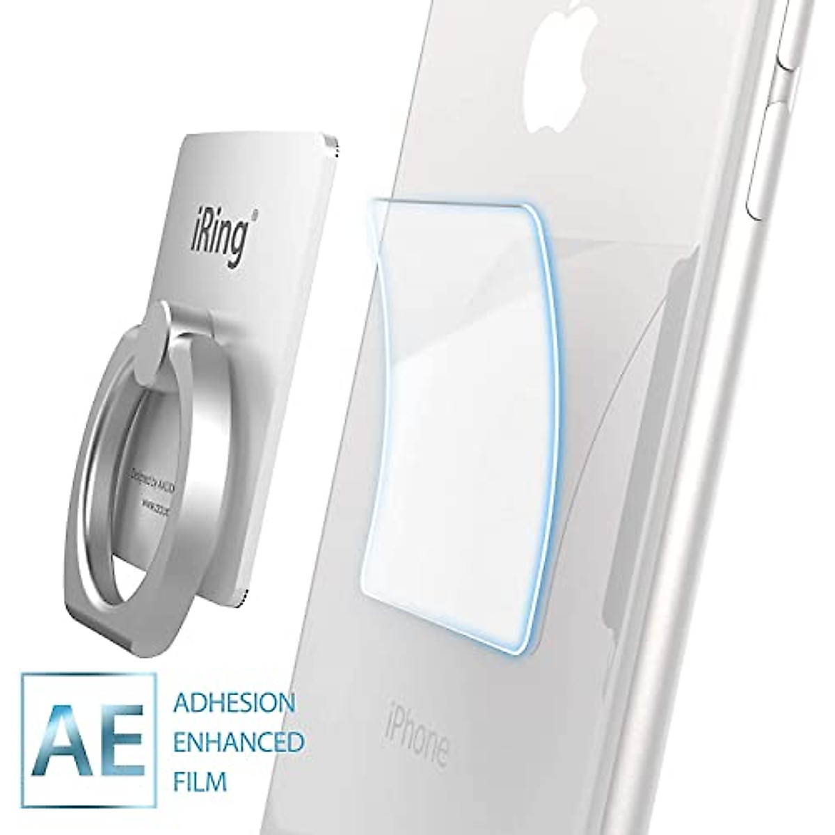 iRing Link, Made in Korea, Wireless Charging Friendly Phone Holder - Cell Phone Ring Grip Finger Holder and Stand Compatible with iPhone, Galaxy, and Other Smartphones(Matt Black)