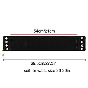 Ayliss Women Wide Elastic Waist Belt Cinch Stretch Fashion Waistband Stretchy Dress Belt Band Wrap Vintage Lady Dresses (Black #2)