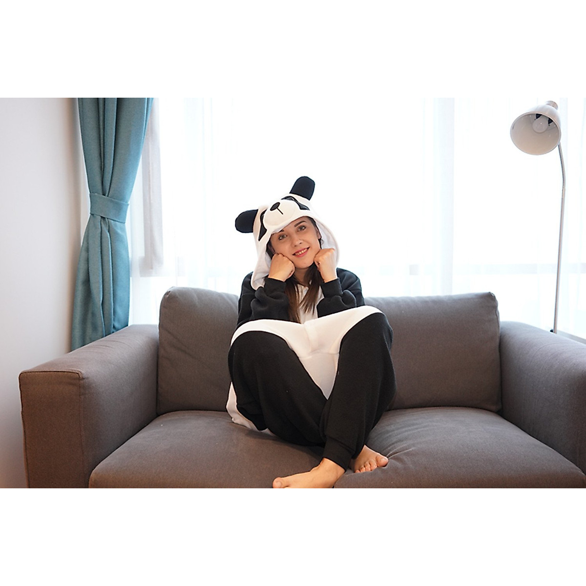 COCOPLAY W Animal Onesie Panda Pajamas- Plush One Piece Costume (Large, Black/White)