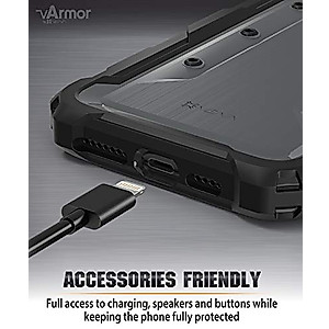 Vena vArmor Rugged Case Compatible with Apple iPhone 11 Pro Max (6.5"-inch 2019), (Military Grade Drop Protection) Heavy Duty Holster Belt Clip Cover with Kickstand - Space Gray