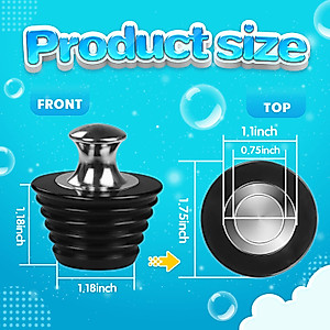 Bathtub Stopper, 2 Pack Universal Metal Bathtub Plug Silicone Bathtub Stopper Washbasin Stopper Bathtub Drain Stopper Plug Tub Stopper Sink Stopper for Kitchen Bathtub and Bathroom Sink Drains, Black