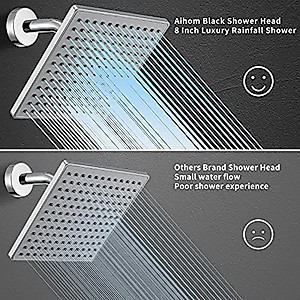 Aihom Shower Faucet Set Chrome, 8-Inch Rainfall Shower Head & Stainless Steel Shower Arm, Single Function Shower System with Single Handle Brass Rough-in Valve, Shower Trim Kit