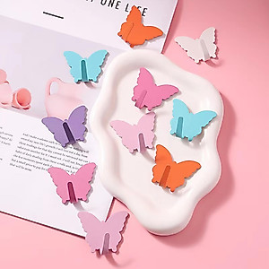 JtmyAota 6 Pack Butterfly Shaped Decorative Wall Hooks, Stainless Steel Strong Adhesive Wall Hook for Home Kitchen Bathroom Office (Pink Set)