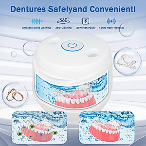 Ultrasonic Retainer Cleaner Machine - 45kHz Deep Cleaning for Dentures, Aligners, Mouth Guards, Whitening Trays, Toothbrush Heads, and Braces 200ML Portable Ultrasonic UV Retainer Cleaner for Dentures