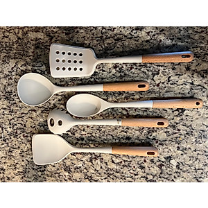 Silicone BPA-Free Cooking Utensils Set - Heat Resistant Silicone Kitchen Utensils with Beech Wooden Handles, Spatula Set, Kitchen Utensil Gadgets Sets for Non-Stick Cookware, Eco-Friendly