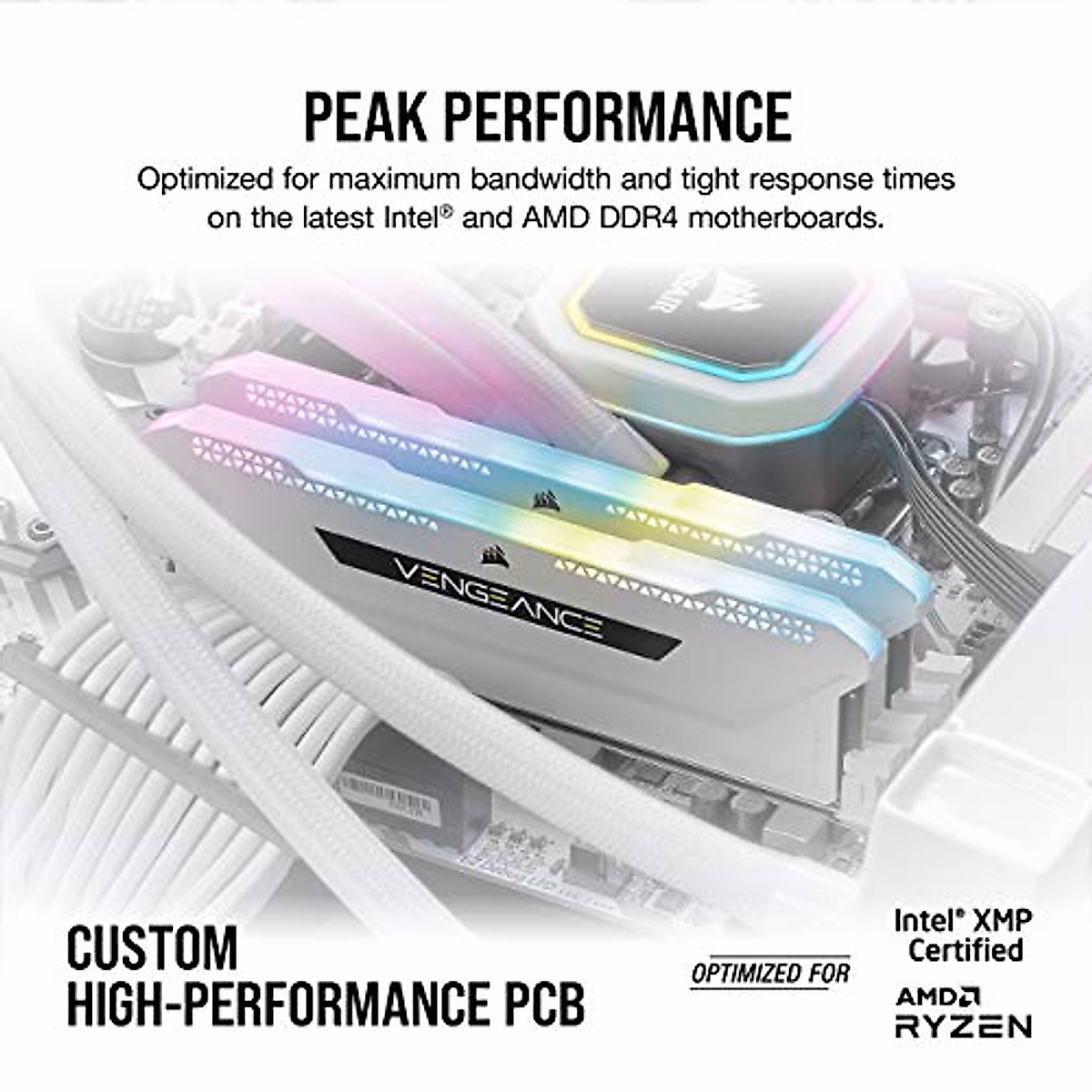 Corsair Vengeance RGB Pro SL 16GB (2x8GB) DDR4 3200 (PC4-25600) C16 1.35V Desktop Memory - White (CMH16GX4M2E3200C16W)
