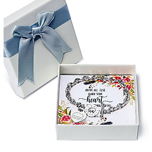 JUPPE Silver Titanium Steel Engraved Bracelet Personalized Proverbs 4:23 Bangle Gift for Women Girls (Silver-1)