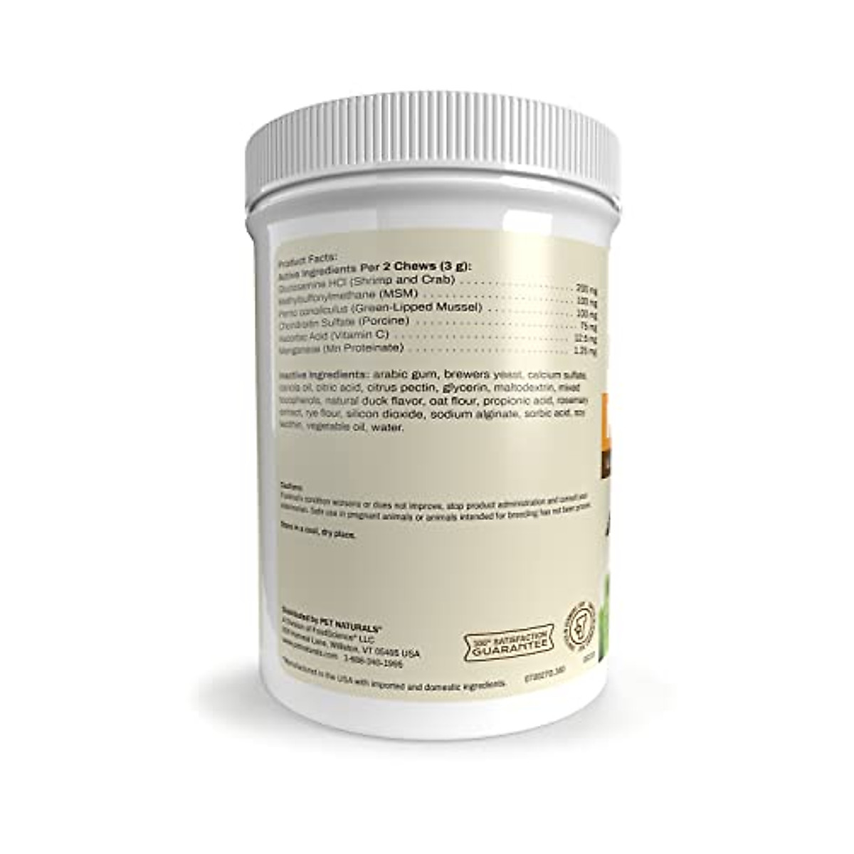 Pet Naturals Hip and Joint Supplement with Glucosamine, Chondroitin and MSM for Dogs and Cats, Duck Flavor, 160 Chews