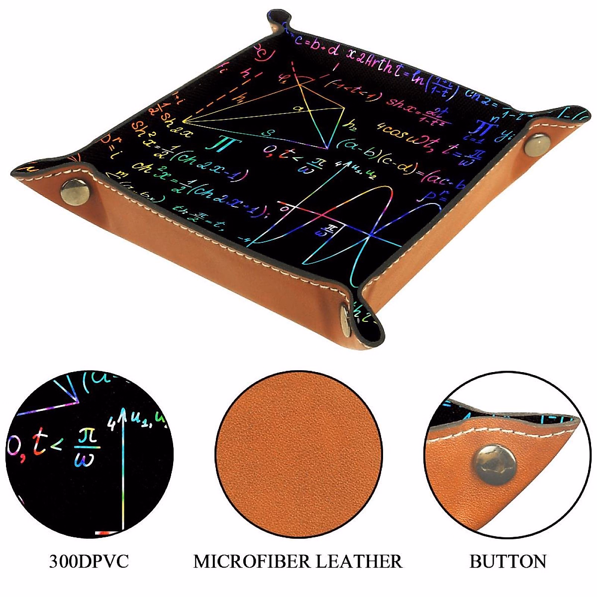 NigelMu Math Equation Blackboard Jewelry Trays,Fold Leather Tray Table Organizer for Storage Key Coin Jewelry Watch