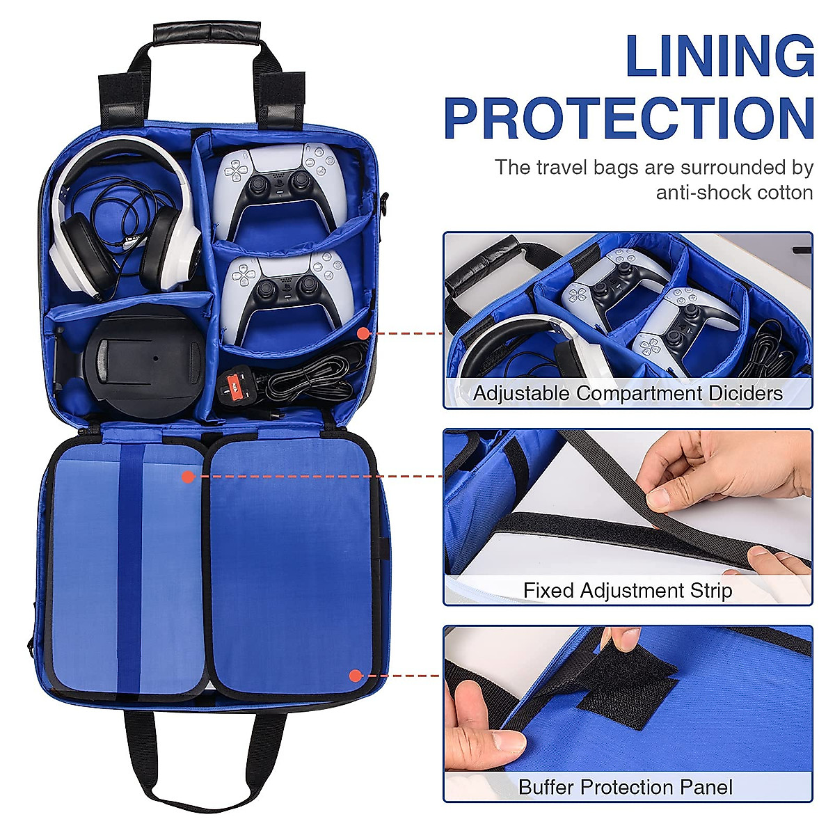 Storage Carrying Case for PS5 Accessories, Waterproof bag for Sony Playstation 5 Digital Edition/Ultra HD Game Consoles ,Storage Controllers, headset, base, remote control and cables.