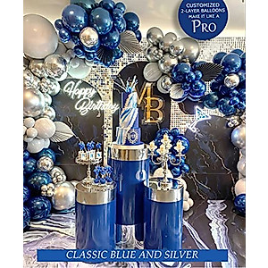 Kozee Navy Blue Double-Stuffed Balloons different sizes 63pcs18/10/5 inch Dark green balloon Garland kit For Wedding Birthday baby shower anniversary decorations