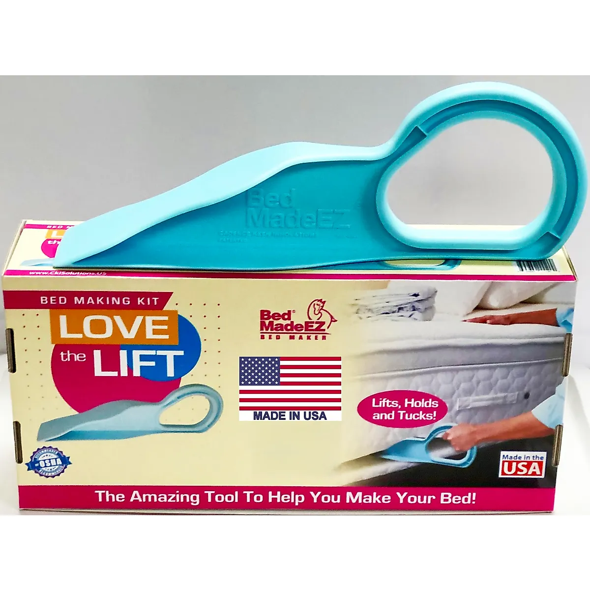 The Original Made in USA| Bed MadeEZ Bed Maker and Mattress Lifter Tool Helps Lift and Hold The Mattress- Can Tuck Sheets or Bed Skirts Alleviating Excess Strain