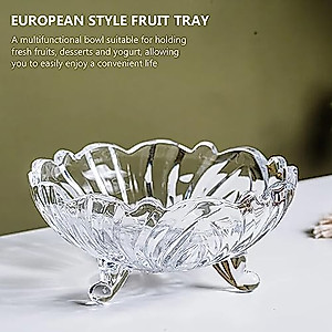 Luxshiny Food Containers Glass Salad Bowl Transparent Footed Dessert Bowl Vintage Flower Embossed Ice Cream Bowl European Style Trifle Bowl Candy Cake Bowl for Home Wedding Party 950ml