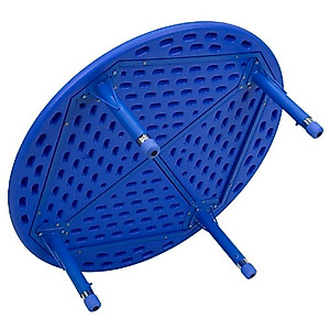 EMMA + OLIVER 45" Round Blue Plastic Height Adjustable Activity Table