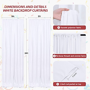 10ft x 10ft White Backdrop Curtains for Parties Thick White Backdrop Drape for Wedding Baby Shower 2 Panels 5ft x 10ft