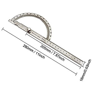 Sipery Angle Finder Protractor 0-180 Degrees Stainless Steel Goniometer Ruler with Swing Arm Measuring Ruler Tool (arm measuring 150mm/6inch)