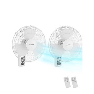 PELONIS 16‘’ Wall Mount Fan with 3 Speed Settings Oscillating Fan with Adjustable Tilt High Velocity Household Wall Mounted fan, for Garage Patios Bedroom 2 Packs White
