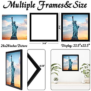 OMAIGAR 24x24 Picture Frame for 24by24 Square Poster Photo Canvas Certificate Black High Transparent Photo Frame Wall Desktop Horizontal Vertical 24 x 24