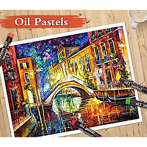 POPYOLA Art Supplies 94 Piece Wooden Paint Set for Painting, Sketching, Coloring Creative Portable Art Kit with Colored Pencils, Oil Pastels, Watercolor Cakes Art Set for Teens, Adults (Brown)