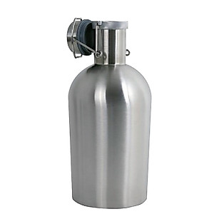 Thirsty Rhino Remba, 64 oz Stainless Steel Beer Growler Jug, Brushed Silver (Set of 1)