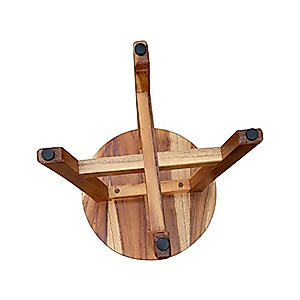 EcoDecors Shoji Teak Shower Stool 18" High Solid Teak Wood Shower Stool with 12" Round Seat Fully Assembled Shower Stool in Earthy Teak Finish