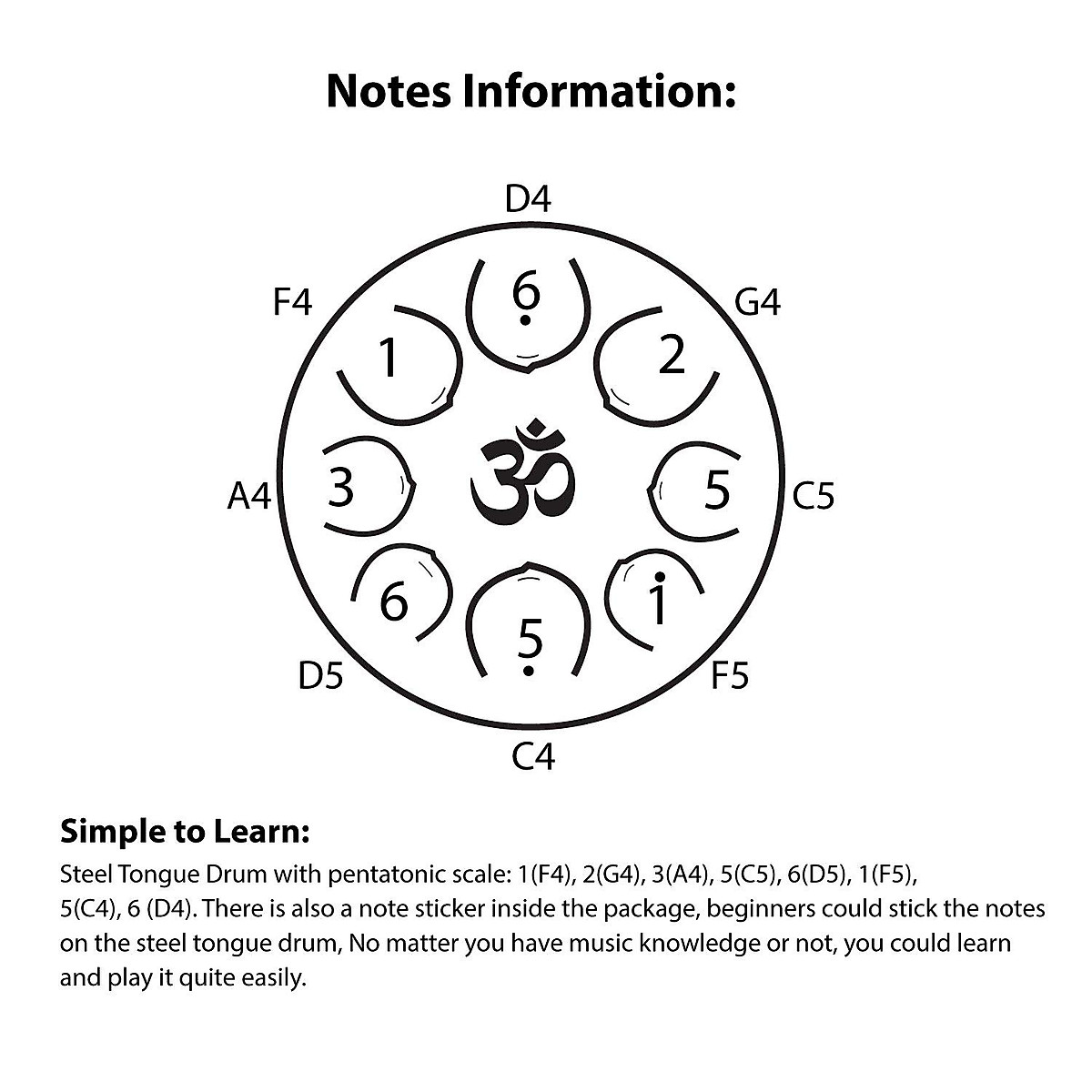 India Meets India Steel Tongue Drum [OM Design], 10 INCHES Drum w/ 8 Notes, Steel Percussion Drum with 2 Mallets & Carry Bag, Steel Drum for Meditation & Yoga - Multicolor